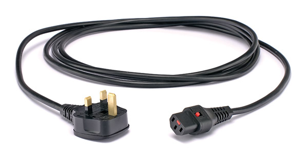 IEC-LOCK AC MAINS POWER CORDSET IEC-Lock C13 female - UK 13A, 2 metres ...