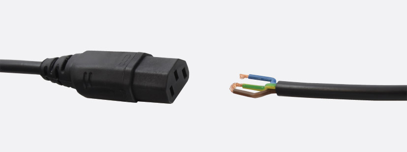 AC MAINS POWER CORDSET IEC C13 female - bare ends, 3 metres, black