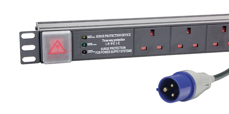 CANFORD PDU Economy, 1U horizontal, 6-way UK, 32A plug, surge protected