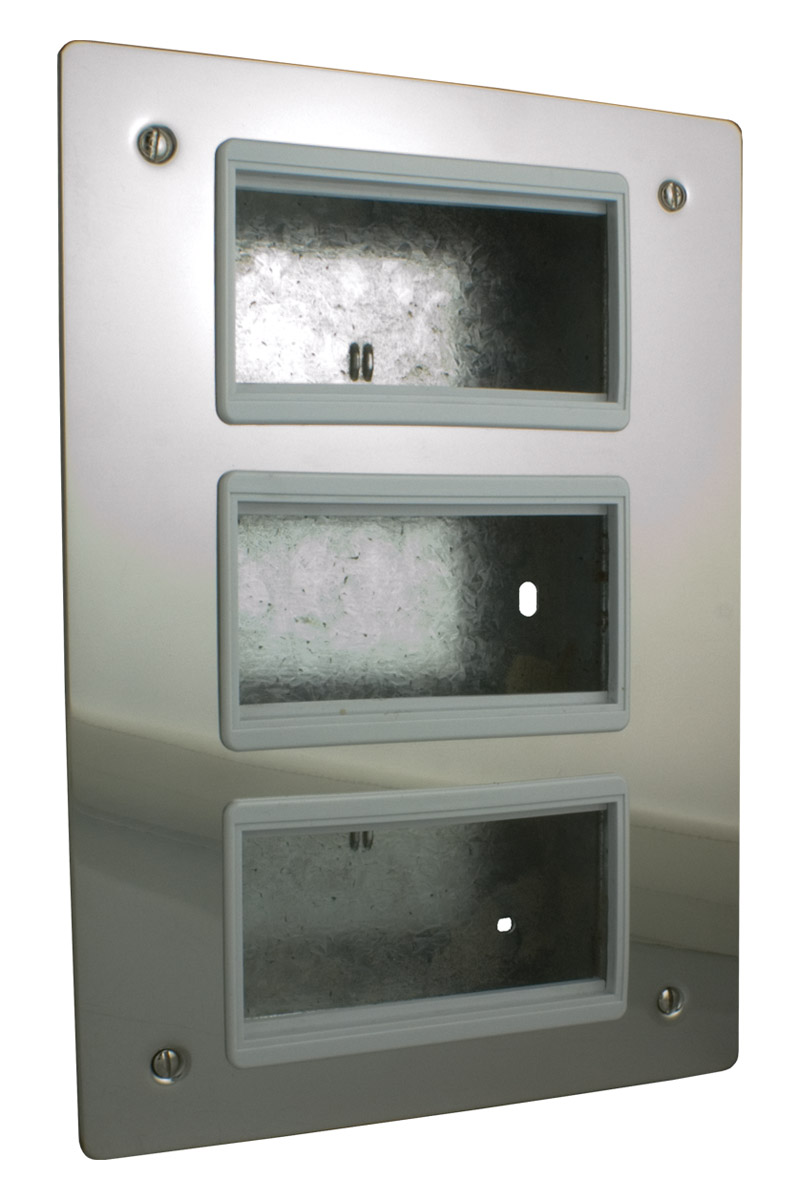 RPP EASYCLIP FACEPLATE PE554 3-row, 6 full modules, polished stainless ...