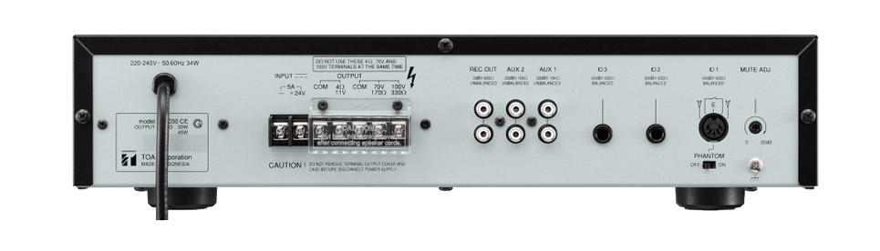 TOA A-2240 MIXER AMPLIFIER, 240w, 100v, balanced 5-pin DIN input, 2x ...