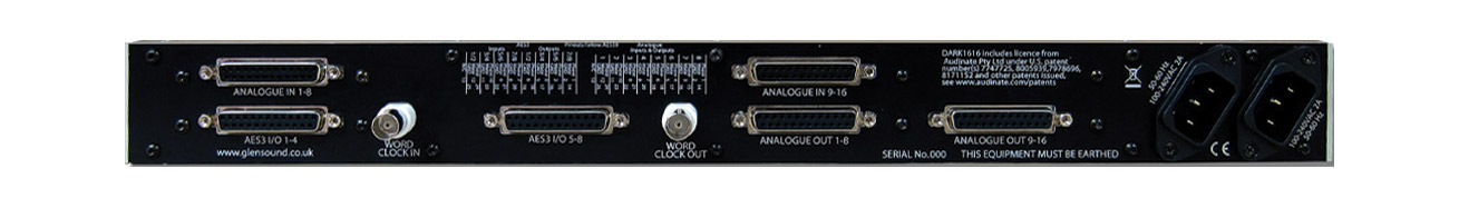 GLENSOUND DARK1616S DANTE INTERFACE 16x16 Dante/AES67, analogue/AES3 I ...
