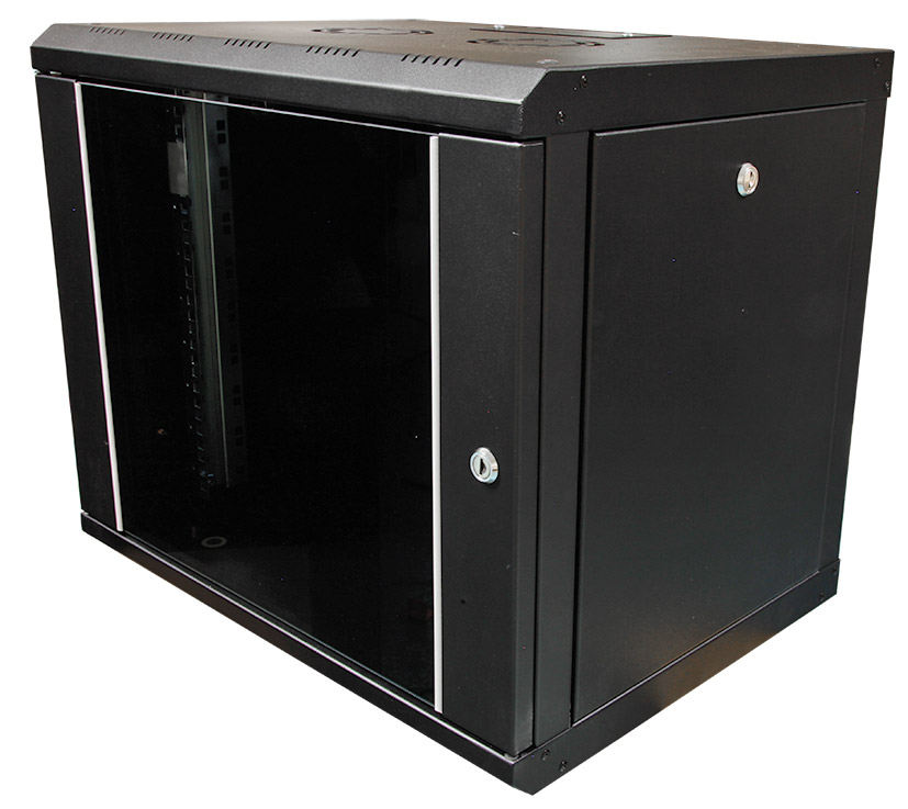 LANDE PROLINE PR09U6045-BL WALL RACK CABINET 9U, 450d, with glass door ...