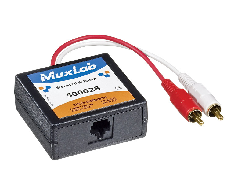MUXLAB 500028 STEREO HI-FI BALUN Dual male RCA, RJ45