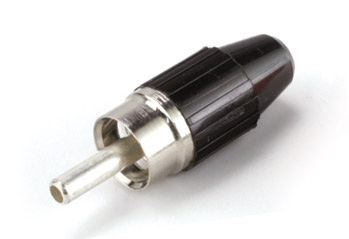 DELTRON 413 RCA (PHONO) PLUG Black plastic shell, nickel cont