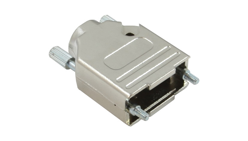 D-SUB 9 pin metal cover, deluxe, straight entry, nickel