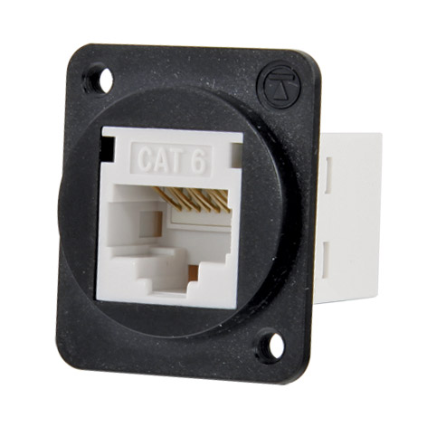 TUK D-SERIES KEYSTONE RJ45 BACK-TO-BACK COUPLER Cat6, rear at 90 ...
