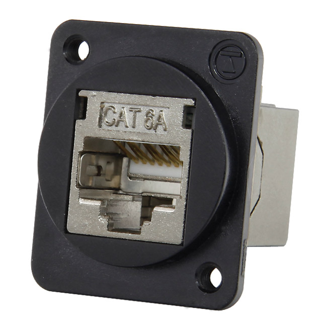 TUK D-SERIES KEYSTONE RJ45 BACK-TO-BACK COUPLER Cat6A, shielded metal body