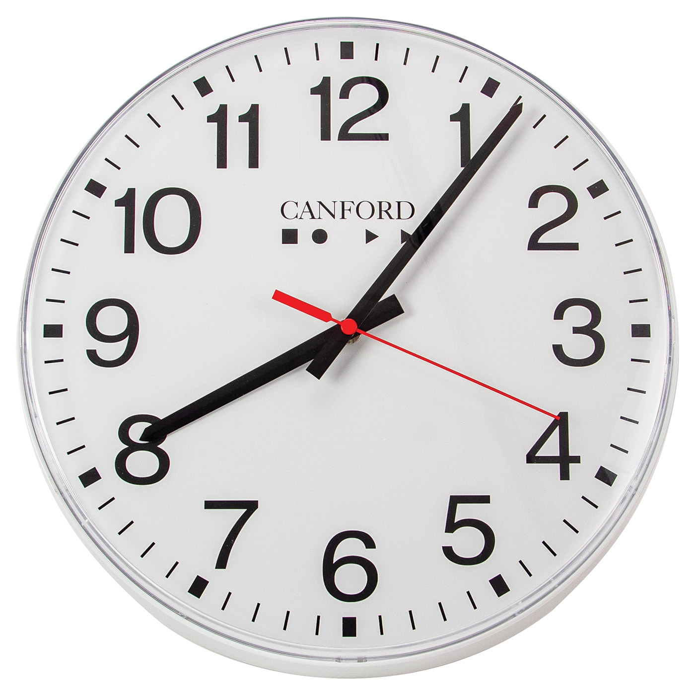 CANFORD RADIO-CONTROLLED CLOCK MSF 300mm, white case, stepped second hand