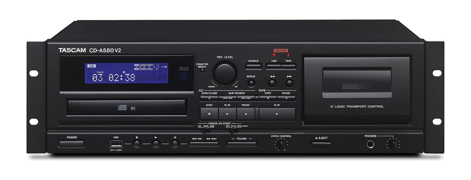 TASCAM CD-A580 V2 CD PLAYER/CASSETTE RECORDER Dual, USB recording, RCA ...