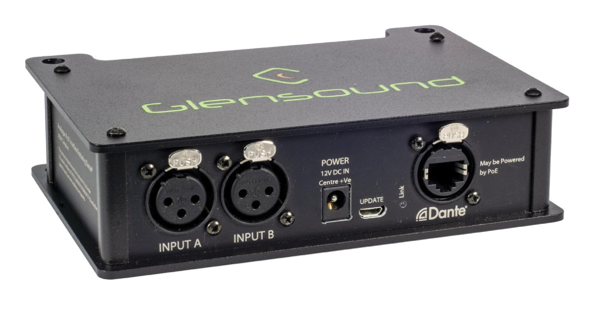 GLENSOUND AOIP2M AUDIO INTERFACE Dante, balanced 3-pin XLR, 2 ...